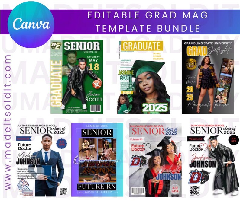 Canva Senior 2025 Magazine Templates • Editable • Graduate • Senior ...