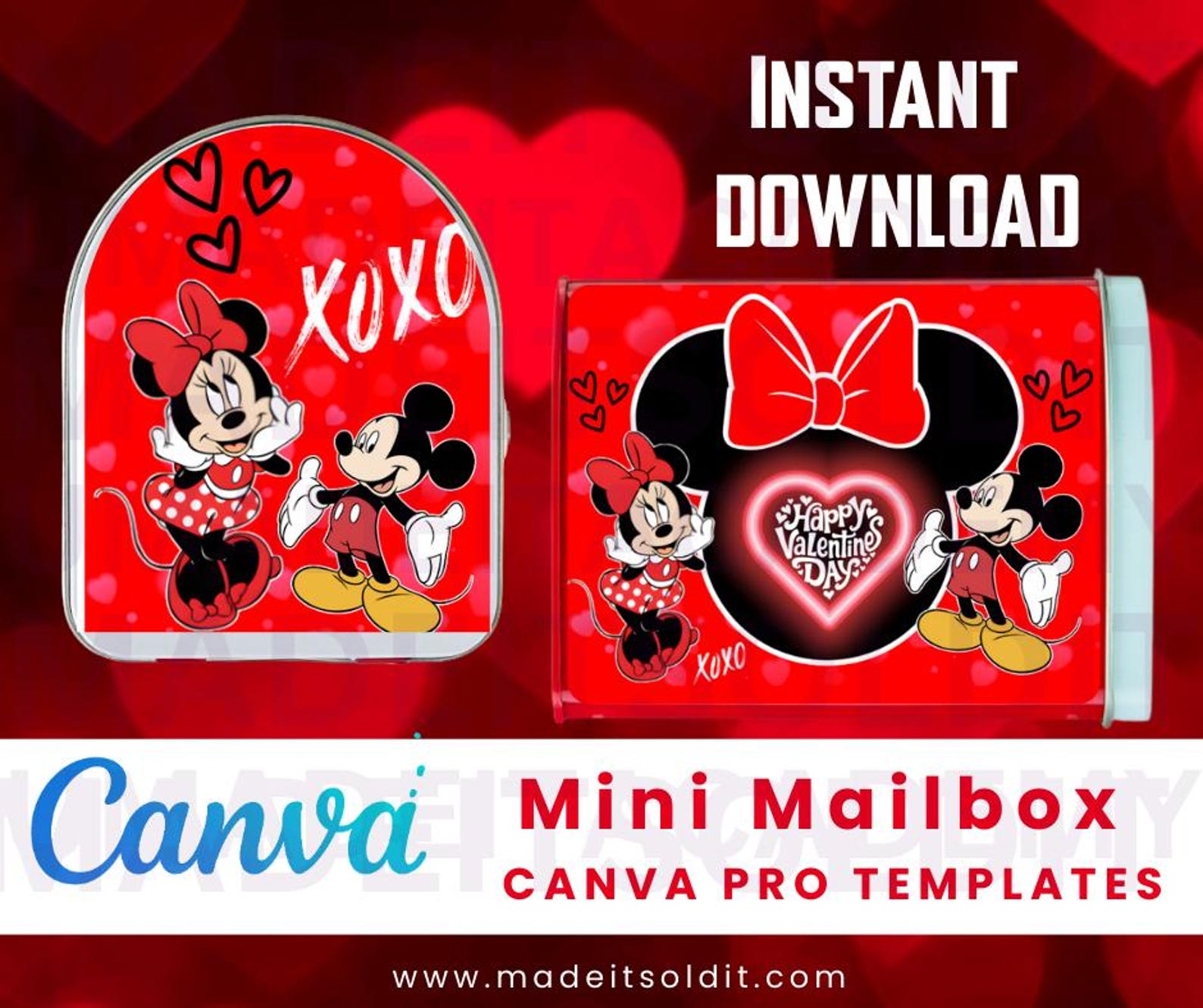 Valentine Day Mini Mailbox Template Editable Canva Template (digital ...