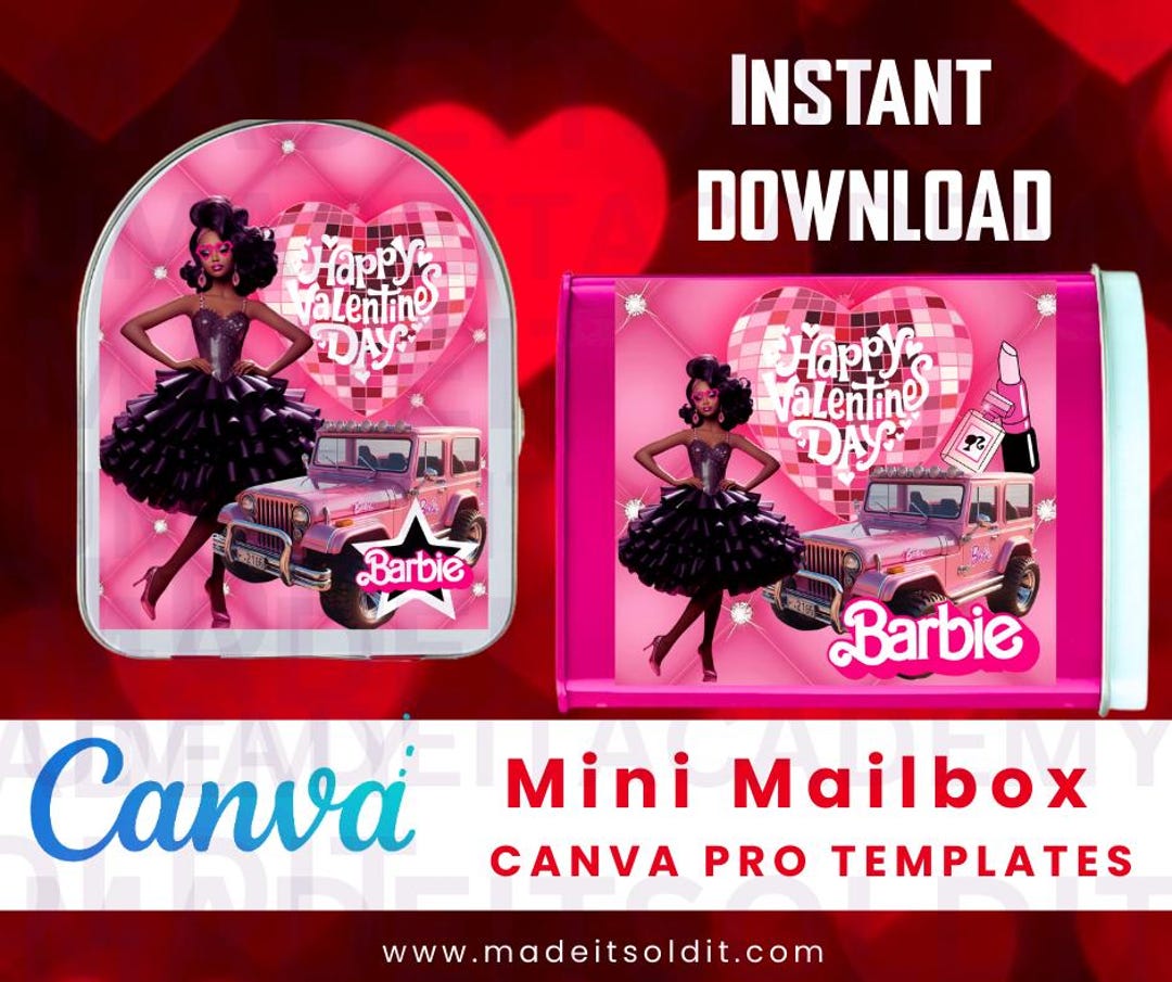Valentine Day Mini Mailbox Template Editable Canva Template (digital ...