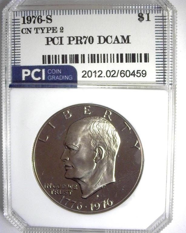1972-S Clad Type 2 IKE Dollar, PCI Certified Graded PR70 DCAM, Premium ...