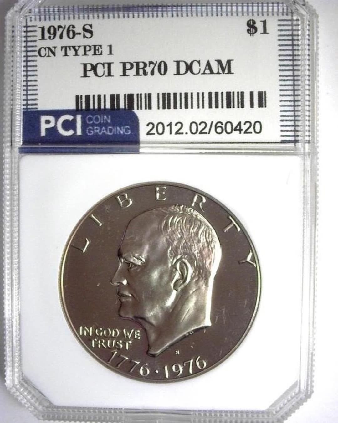 1976-S Clad Type 1 IKE Dollar, PCI Certified Graded PR70 DCAM, Premium ...