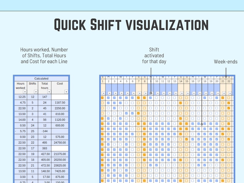 Monthly Excel Roster Template: Employee Shift Schedule (excel 365 ...