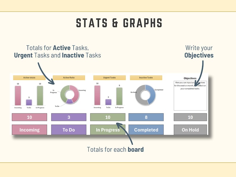One-page Kanban Task or to Do List Board Excel Template, Download Now ...