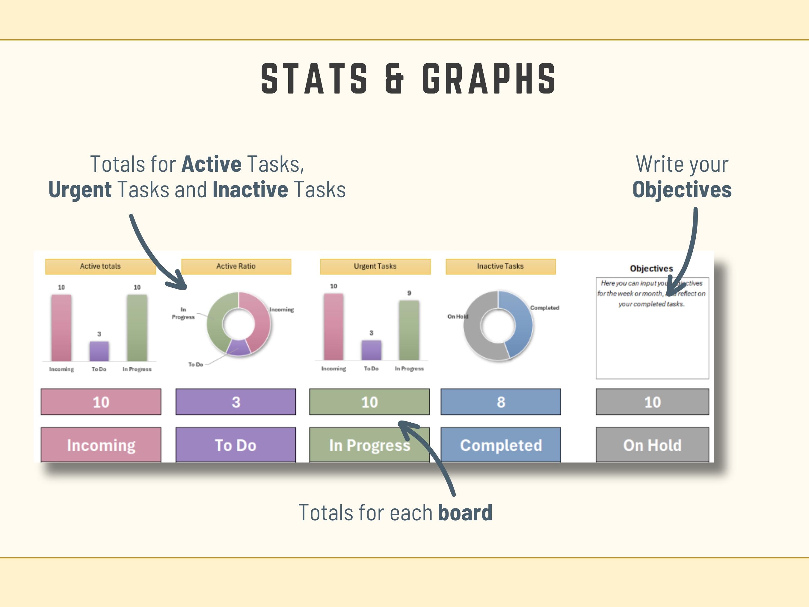 One-page Kanban Task or to Do List Board Excel Template, Download Now ...
