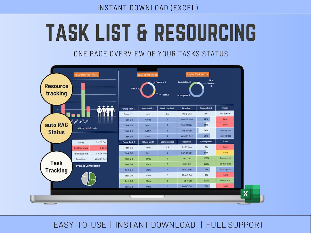 Buy Excel Task Tracking Dashboard: Project Management Template Online ...