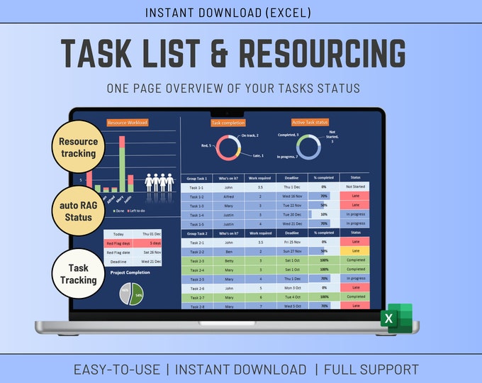 Excel Simple Task Manager With Priority & Status Slicer (excel Template ...