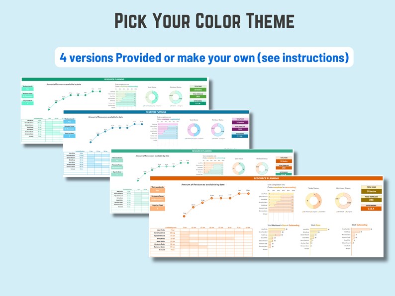 Excel Resource Availability Dashboard: Capacity Planning, Workload ...