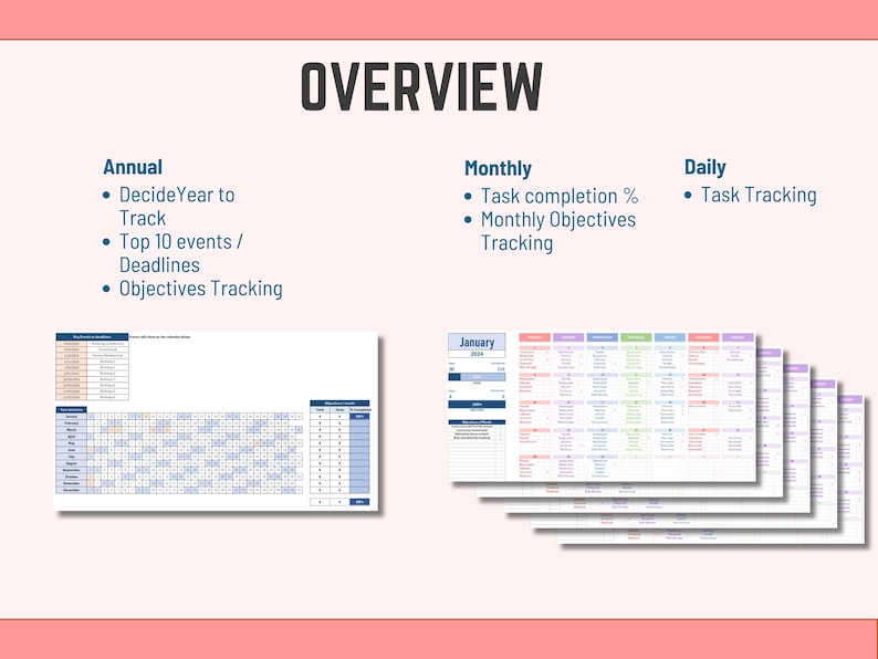 Excel Monthly Planner: Customizable Goal Tracker, 2025+ (digital ...