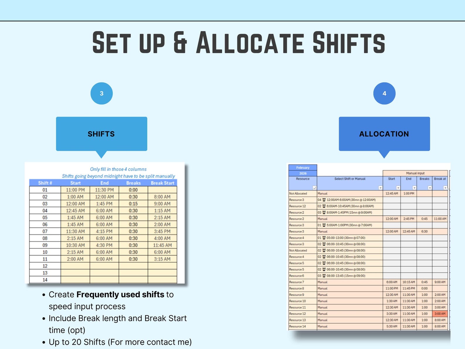 Monthly Excel Roster Template | Employee Shift Schedule, Staff Planner ...