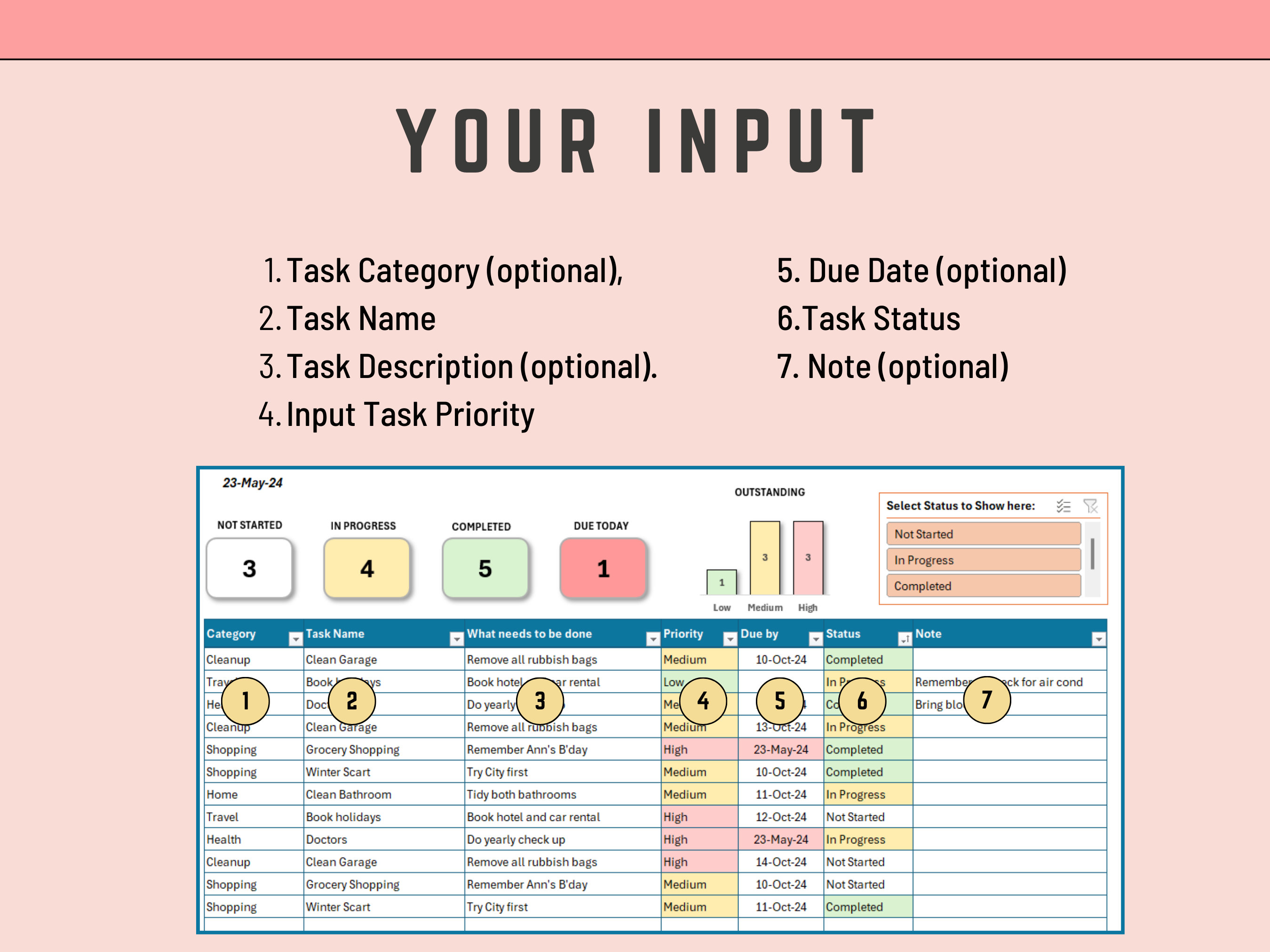 Excel Simple to Do List With Priority & Status Slicer (excel Template ...