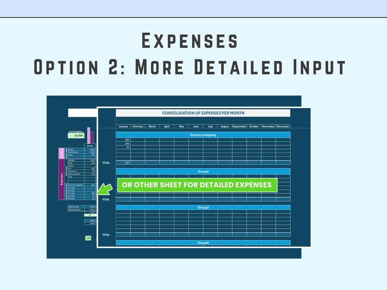 Excel Personal Finances 12 Months | Income and Expenses | Summary ...