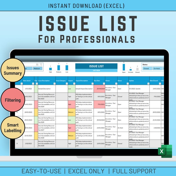 Project Tracking Excel Dashboard - Etsy