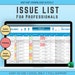 Issue List in Excel Digital Download Issue Tracker Issue Log Excel ...