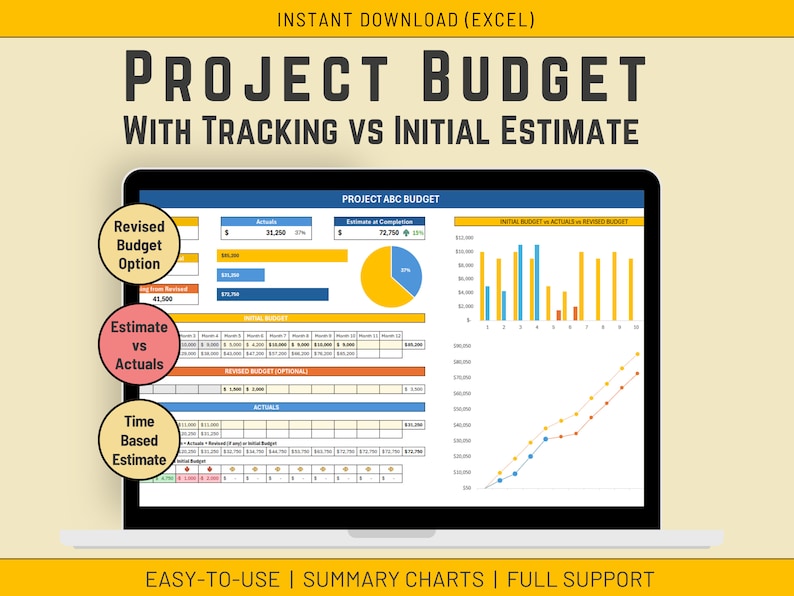 Excel Project Budget Template With 12 Periods (months or Weeks ...