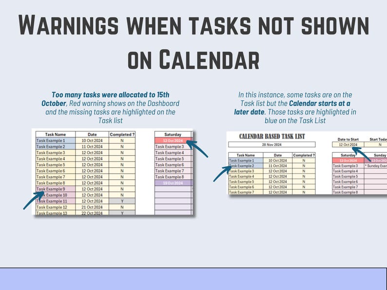 Excel Calendar Task List: Automated Task Management (download Template ...