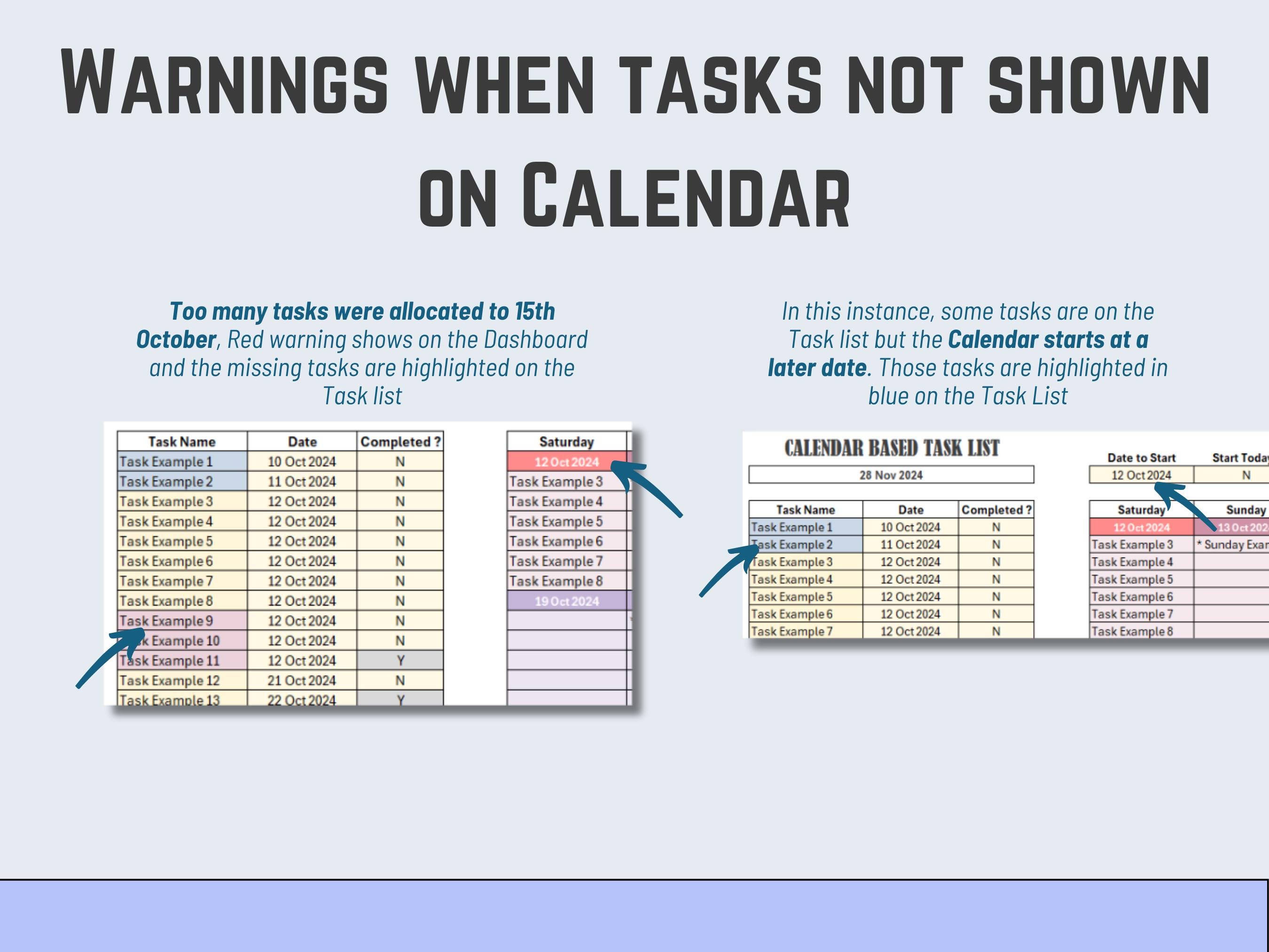 Excel Calendar Based Task List, Task Management Automated, Download Template, Task Tracker and ...