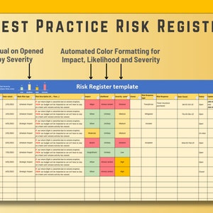 Customizable Excel Risk Register Template (instant Download) - Etsy UK