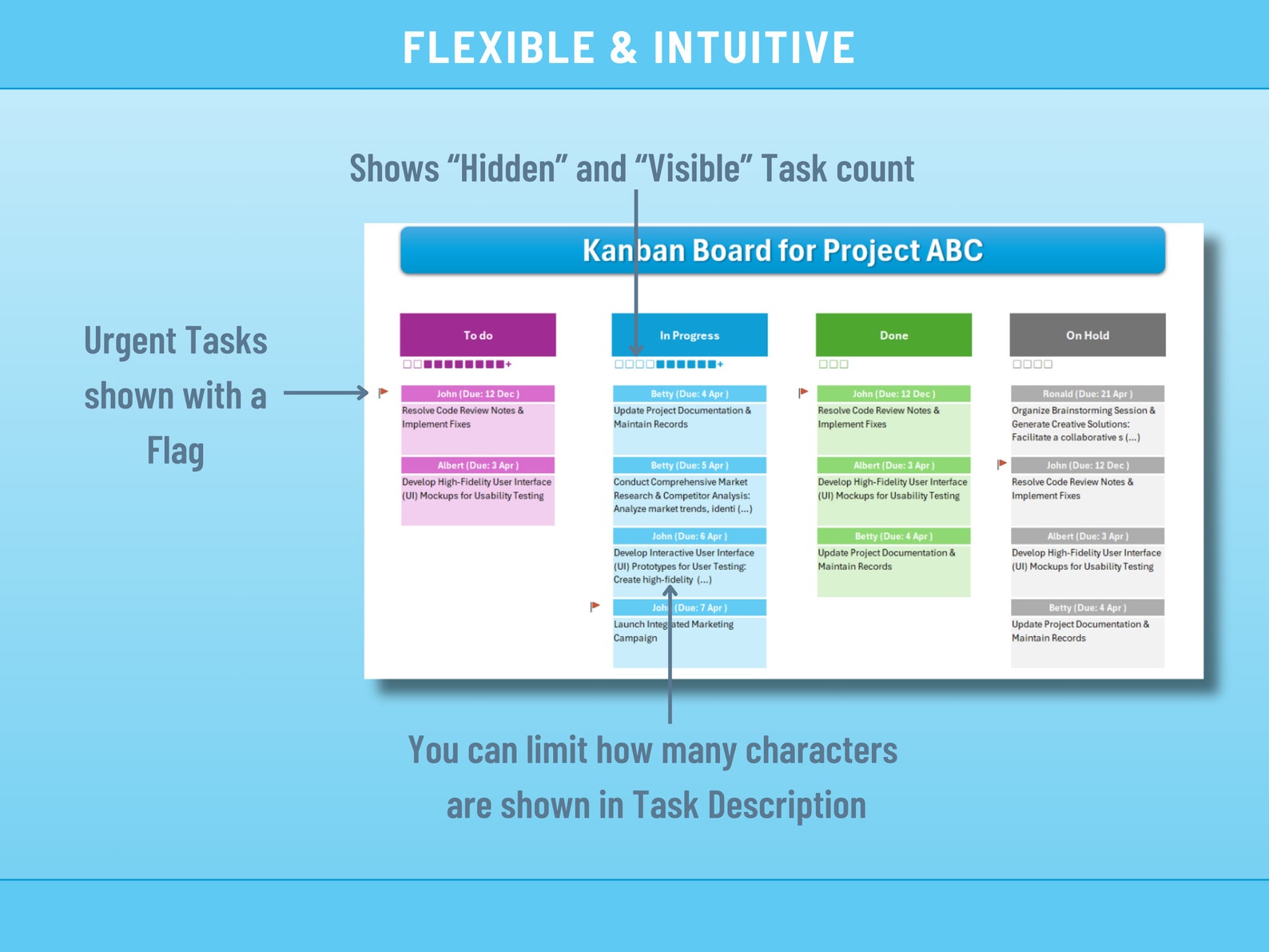 Excel Kanban Board, Task Board, Excel Task List and Tracking, Project ...
