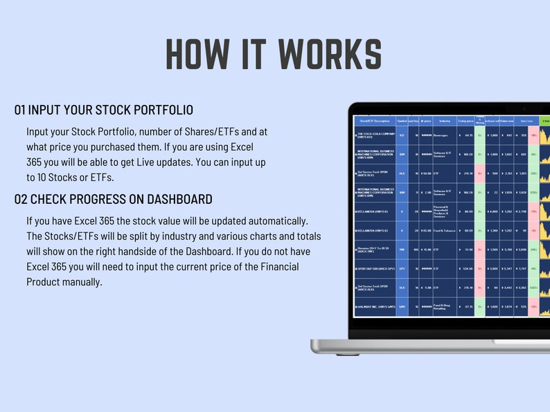 Stock/etf Portfolio Management Template in Excel, Live Updates Stock ...