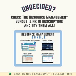 EXCEL Automated Resource Management 4 Resource Types / 3 Projects, Project Management ...