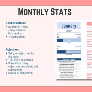Excel Monthly Planner: Customizable Goal Tracker, 2025+ (digital ...