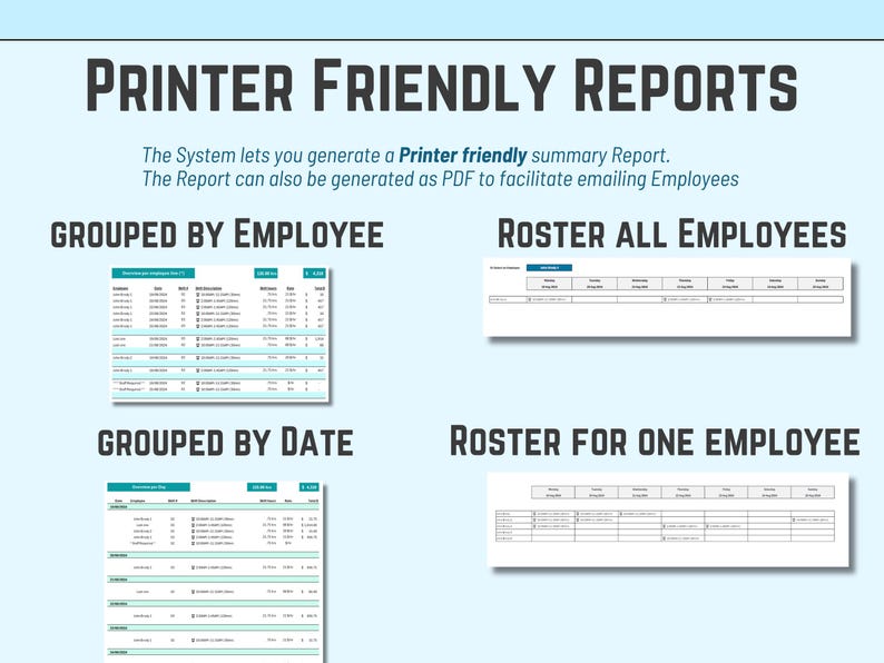 Excel Roster Management Template: Shifts, Employee List and Cost/rates ...