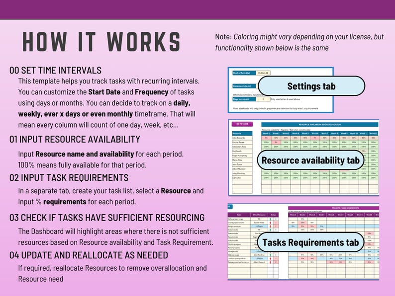 Excel Task Allocation and Capacity Planning V3, Resource Planning ...