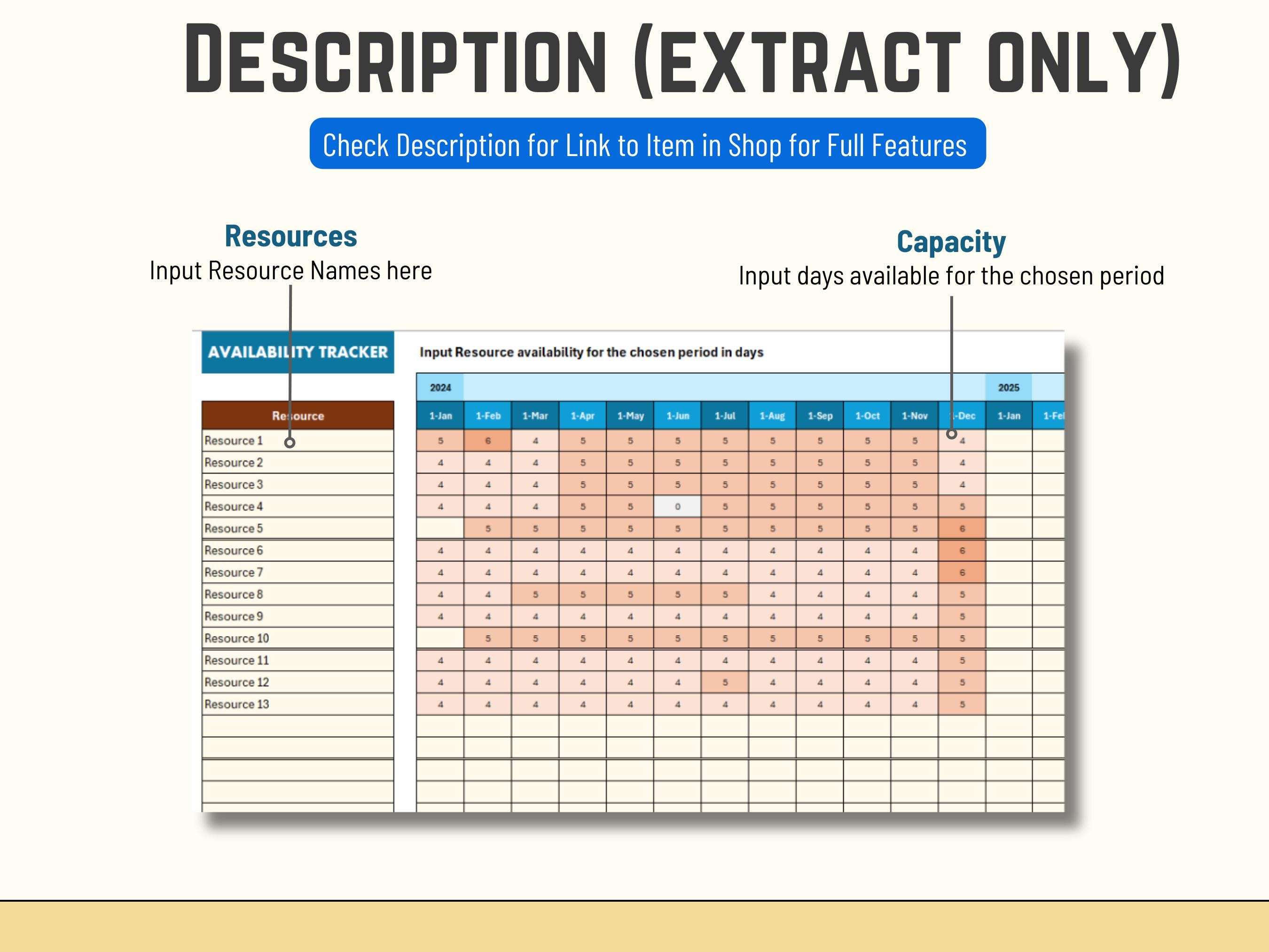 Excel Resource Management Bundle of 4 Templates: Capacity Planning ...