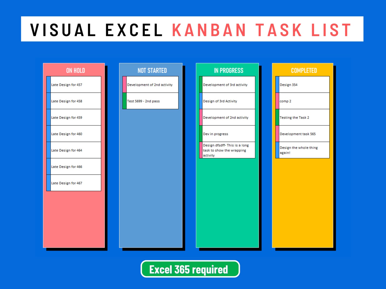 Kanban Board Task List Template Excel 365 Only Agile Development Project Management Task ...