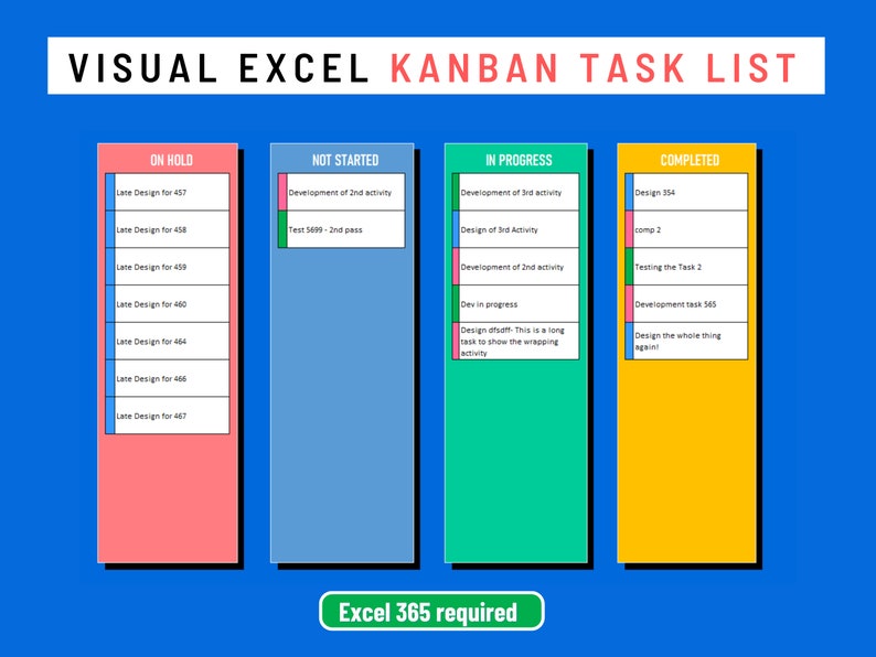 Kanban Board Task List Template Excel 365 Only Agile Development ...