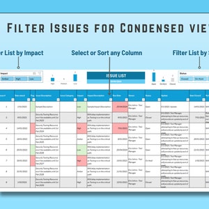 Issue List in Excel | Digital Download | Issue Tracker | Issue Log ...