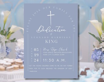 Baby Dedication Invitation Editable - Baby Girl Christening Invite ...