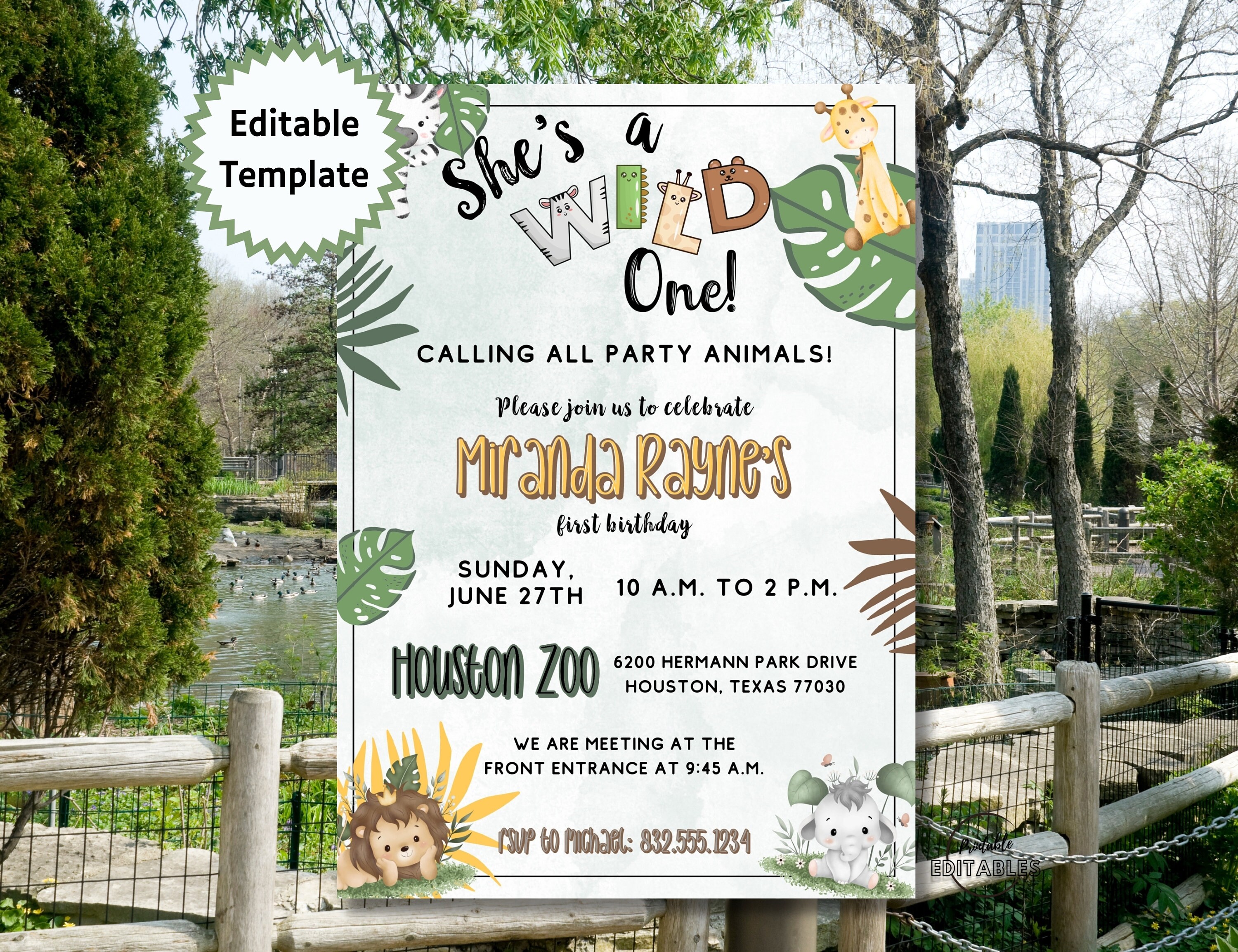 1st Birthday Invitation Editable - First Birthday Invite - She's A Wild ...