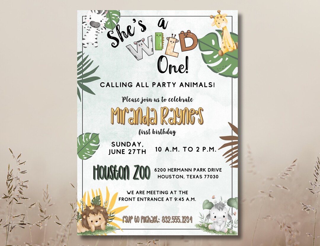 1st Birthday Invitation Editable - First Birthday Invite - She's A Wild ...