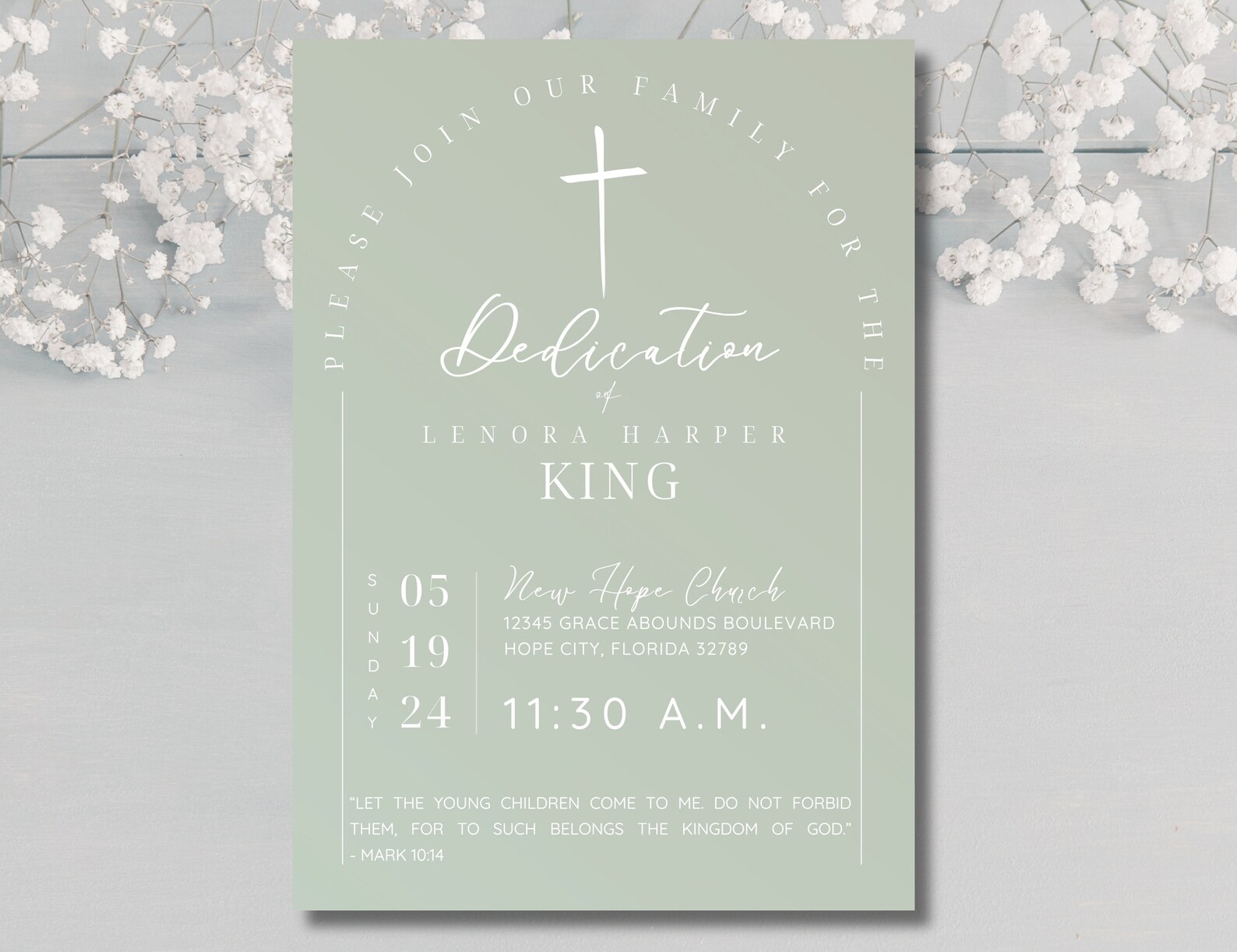 Baby Dedication Invitation Editable - Baby Girl Christening Invite ...