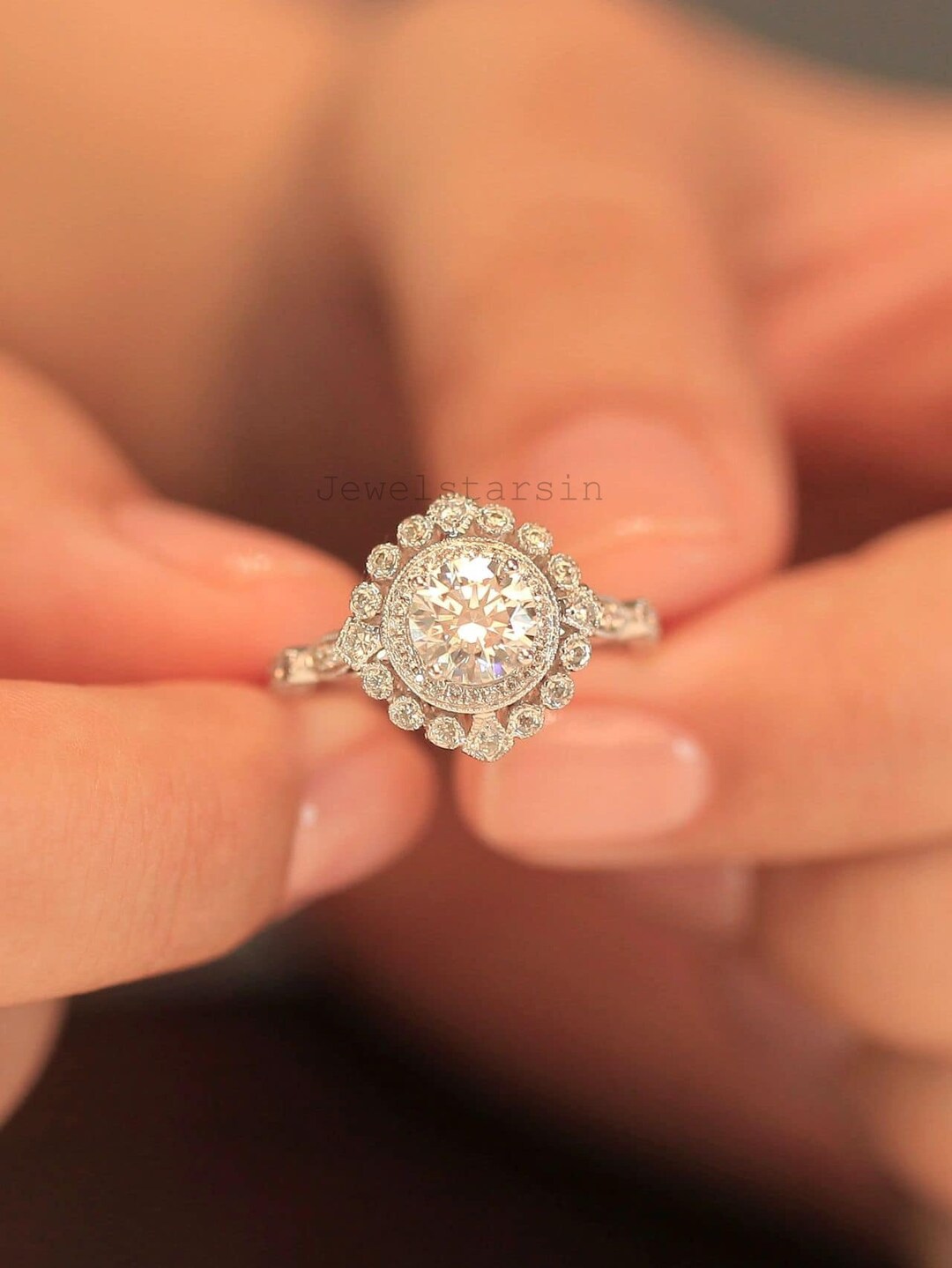 Round Cluster Engagement Rings, Vintage Promise Rings Diamond Clusters ...