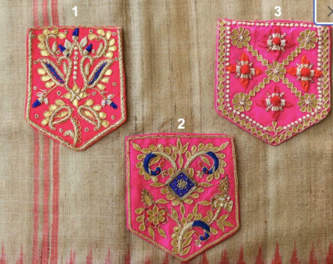Pink Gold Embroidered Pocket Patchhandmade Indian Pink Pocket - Etsy