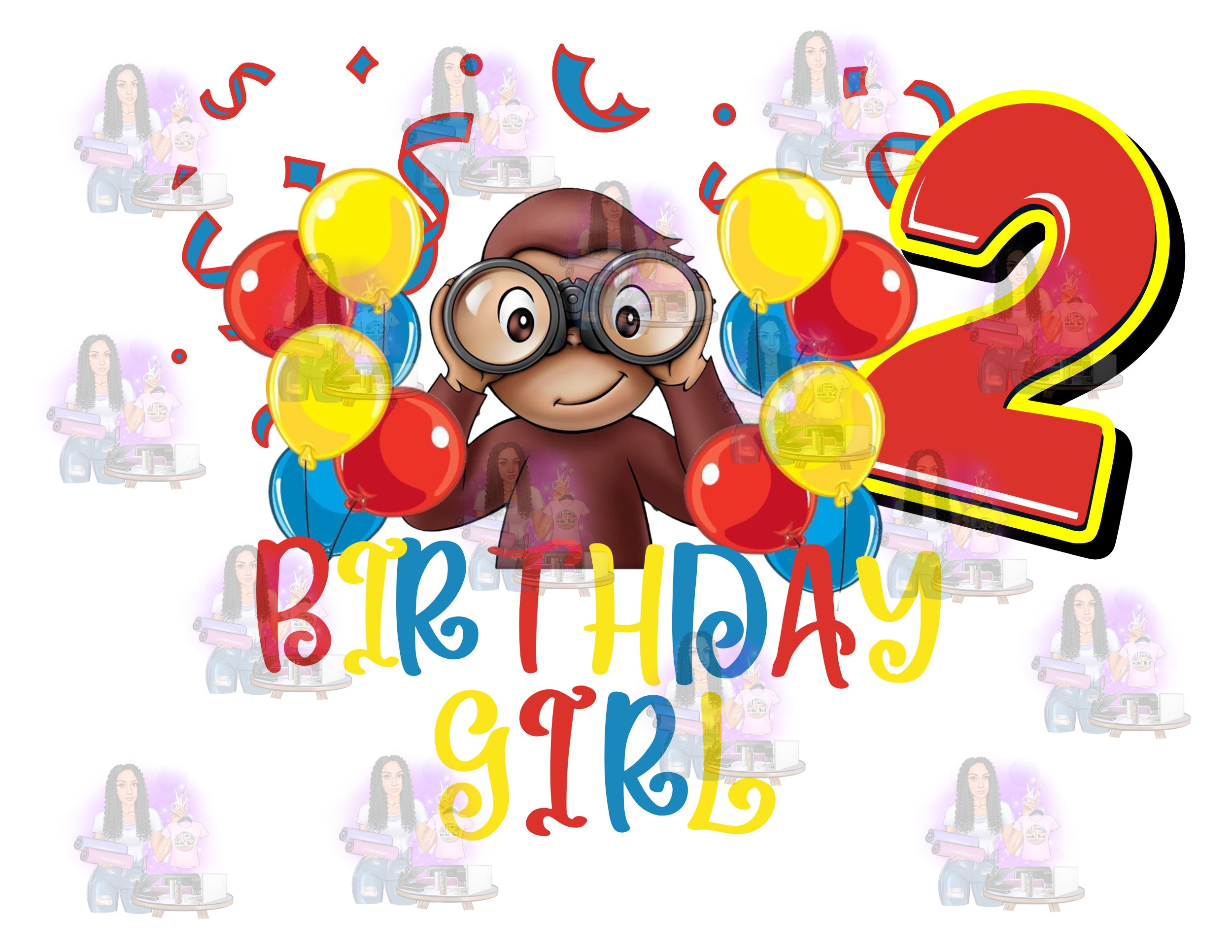 Curious George Birthday 5&2 PNG Bundle Family Sublimation Images ...