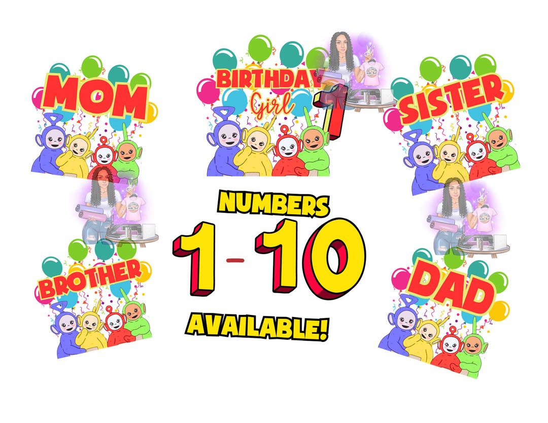 Teletubbies Birthday GIRL Png Bundle Family Sublimation Images / Sister ...