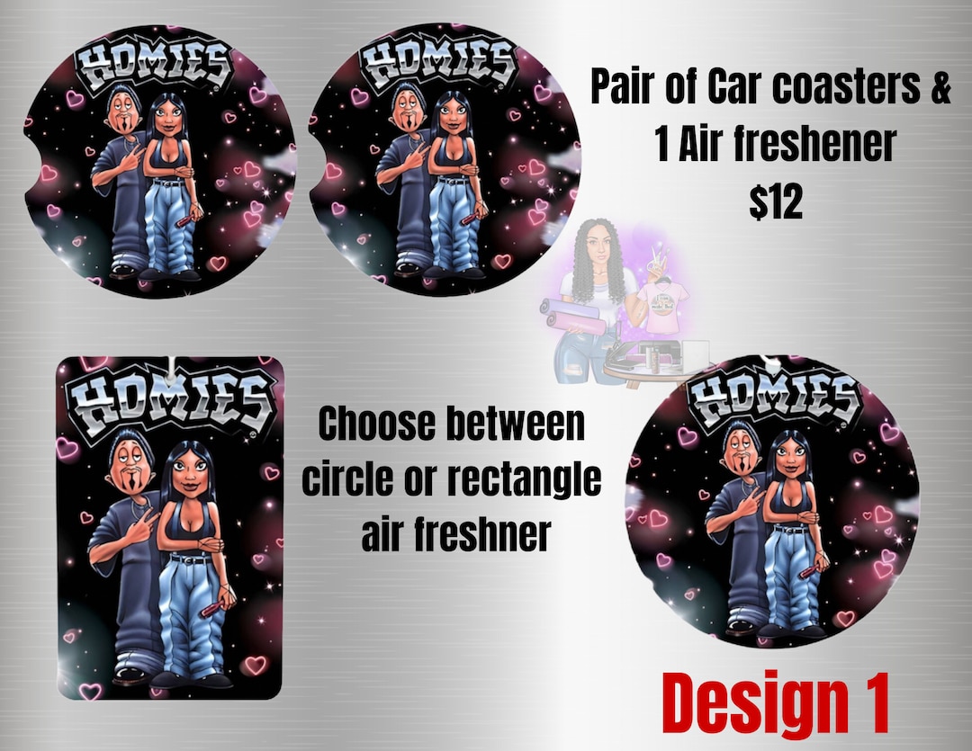 Homies Car Bundle Comes With 2 Car Coasters and Air Freshener - Etsy