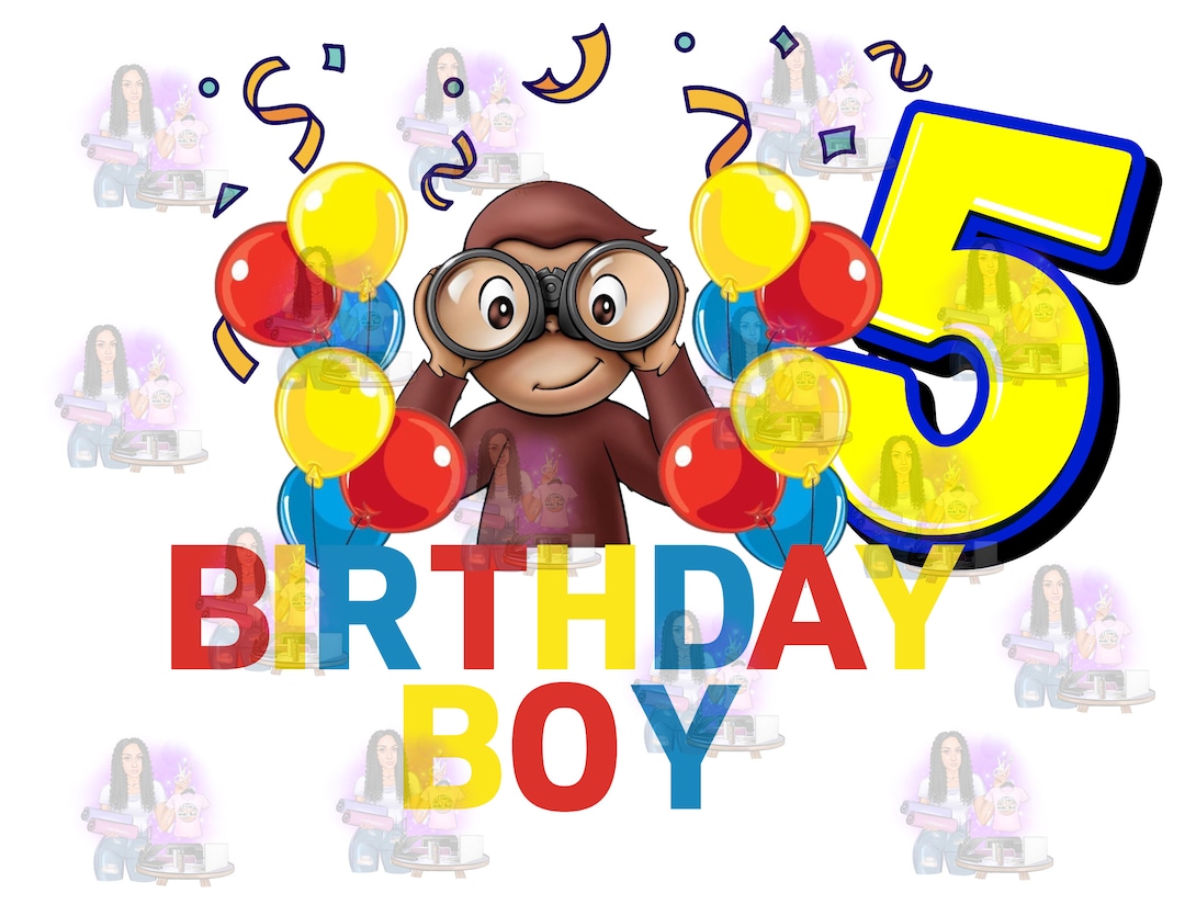 Curious George Birthday 5&2 PNG Bundle Family Sublimation Images ...