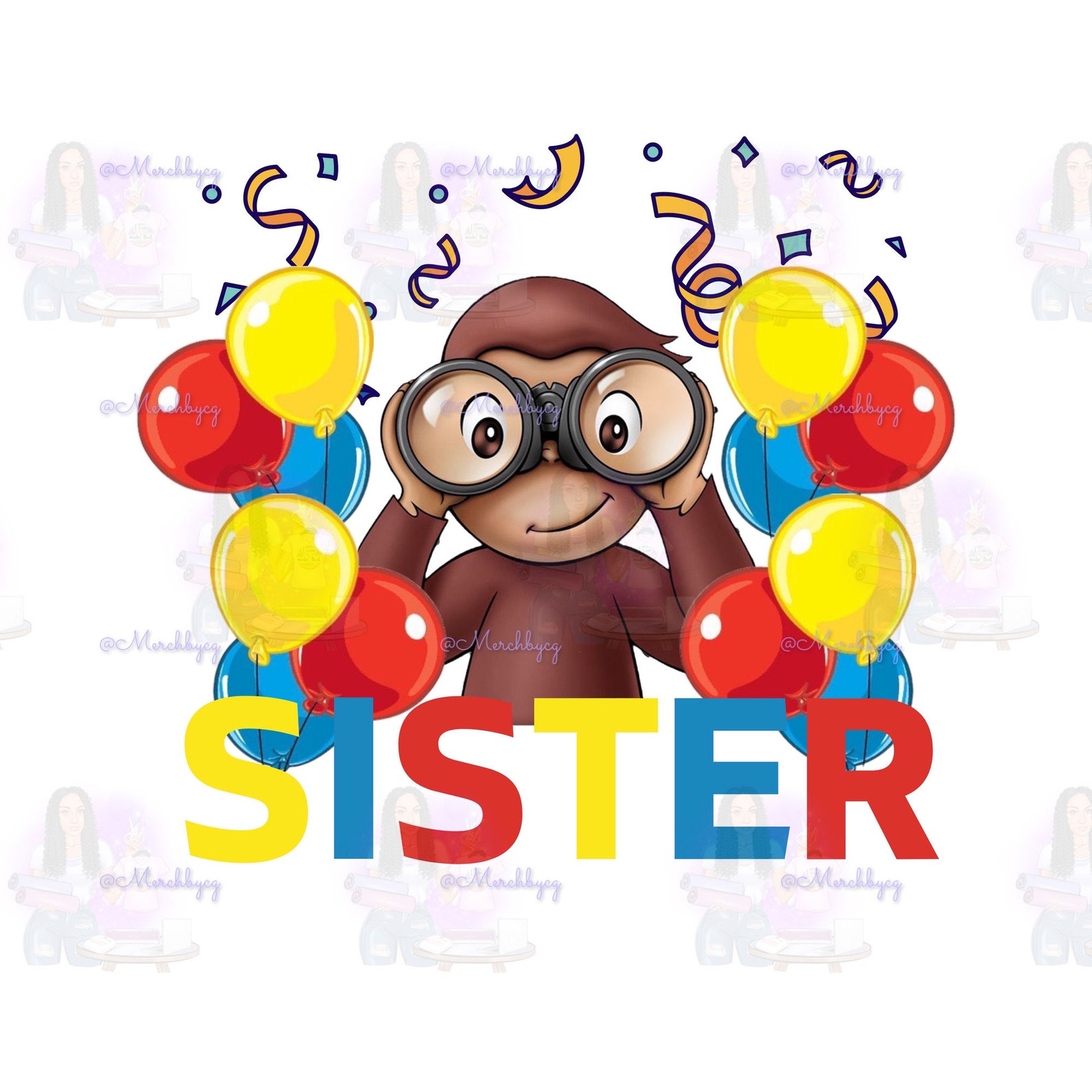 Curious George Birthday PNG Bundle Family Sublimation Images / Sister ...