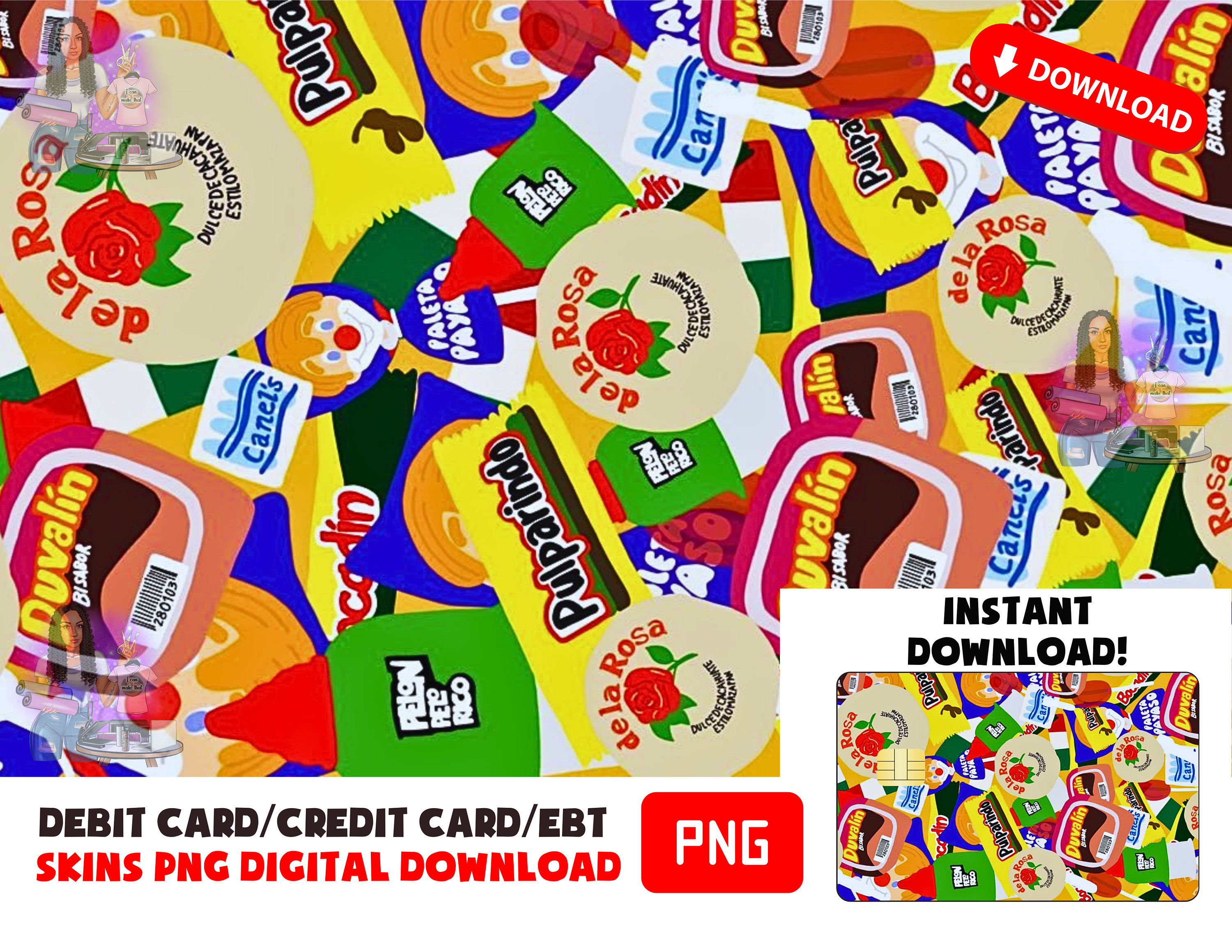 Mexican Candy Png DEBIT CREDIT EBT Skin Sticker Cover Decal Digital ...