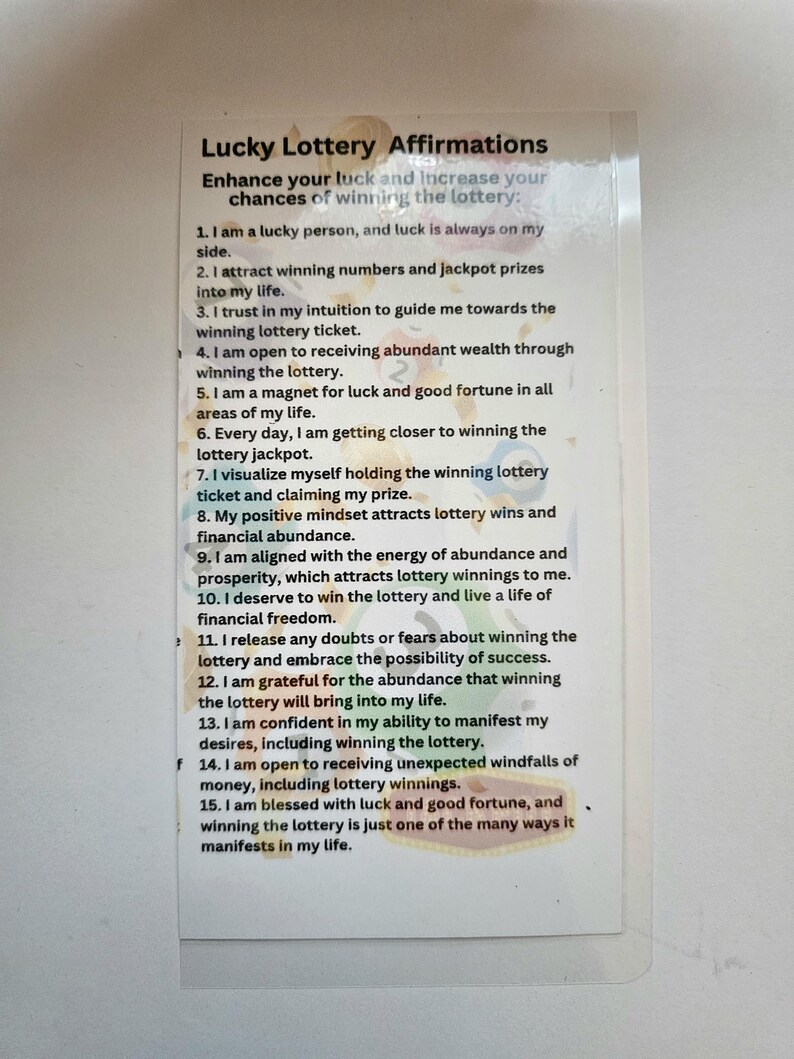Lucky Lottery Laminated Affirmation Card - Etsy
