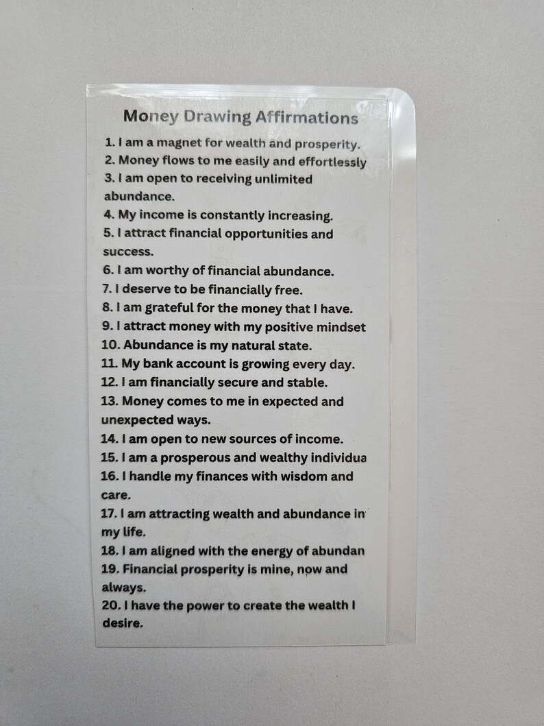 Money Drawing Laminated Affirmation Card - Etsy