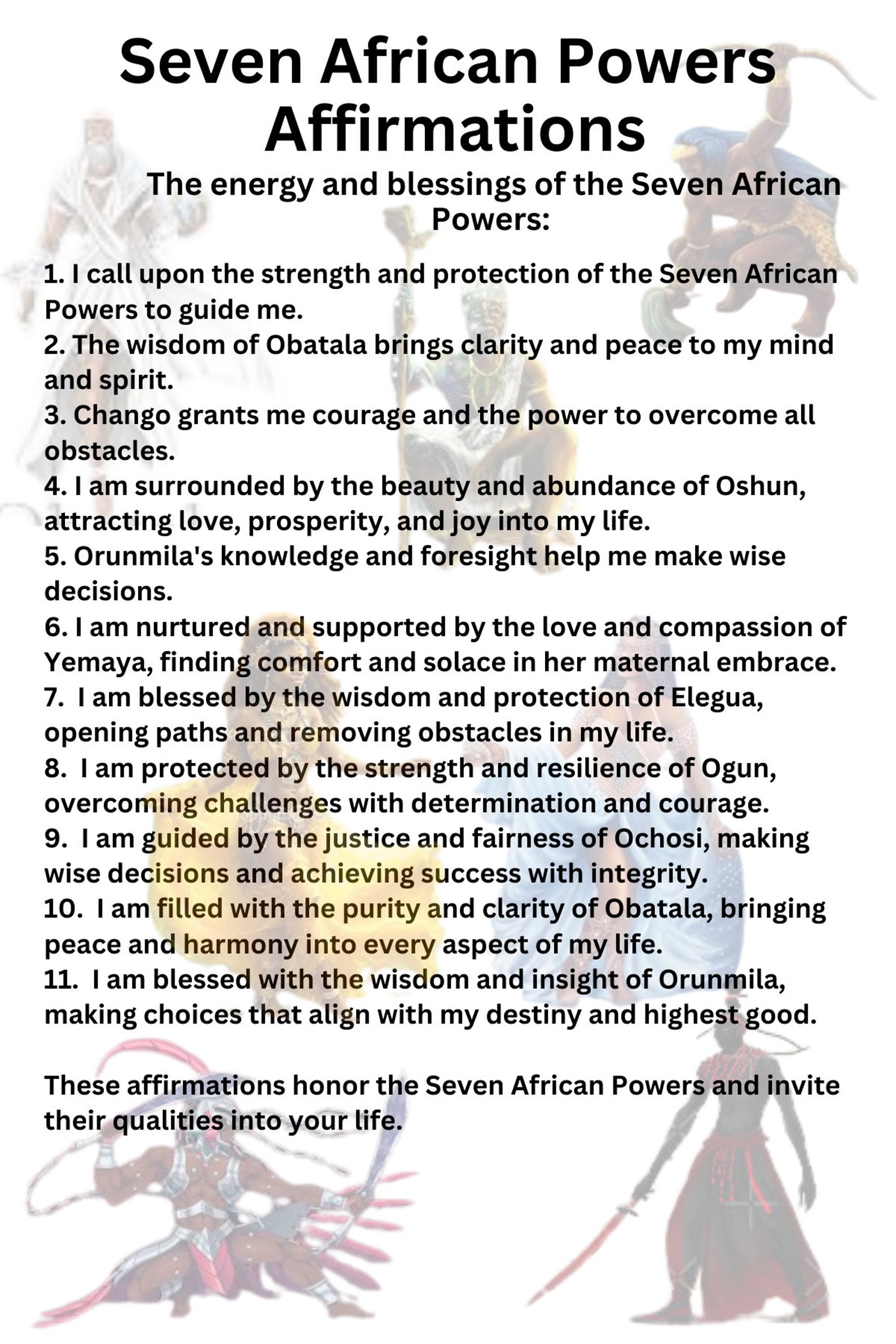 7 African Laminated Affirmations Card - Etsy