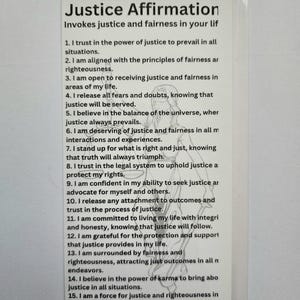 Justice Laminated Affirmation Card - Etsy
