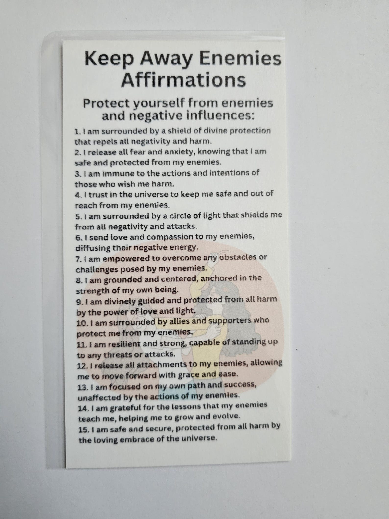 Keep Away Enemies Laminated Affirmation Card - Etsy