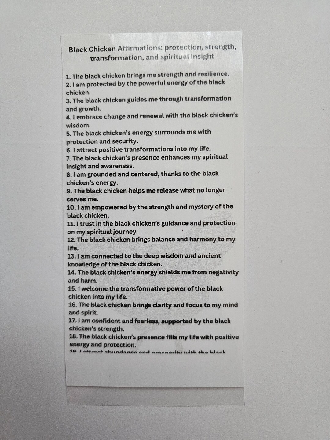 Black Chicken Laminated Affirmation Card - Etsy