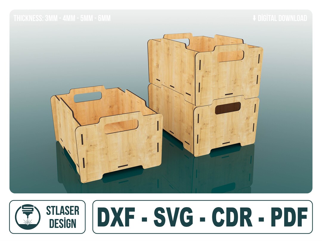 Laser Cut Stackable Storage Box Files, Laser Cut Wooden Box, Vector ...